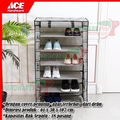 Rak Sepatu Tempat Sepatu Dan Sandal 6 Tingkat Abu-abu Krisbow Original ...