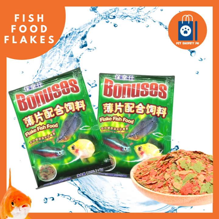 Aquarium Bonuses Fish Food Flakes with Spirulina Astaxanthin 6g | Lazada PH