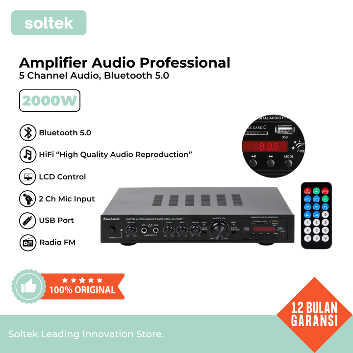 Soltek Amplifier Audio Professional 2000W Karaoke Bluetooth V5.0 HiFi ...