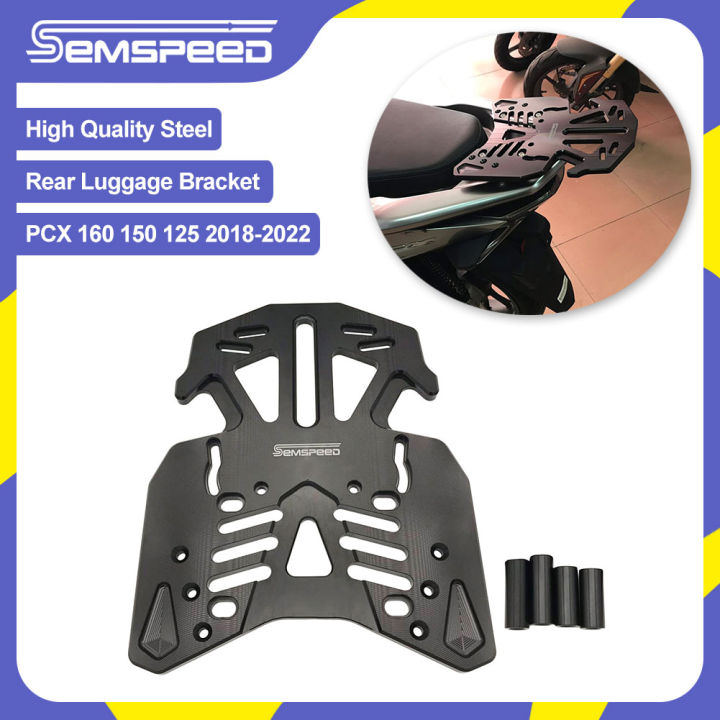 SEMSPEED Motorcycle Rear Luggage Cargo Shelf Support Carrier Tail Rack ...