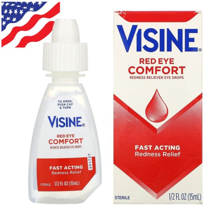 Visine Red Eye Comfort Redness Reliever Eye Drops 1/2 fl oz (15 ml ...