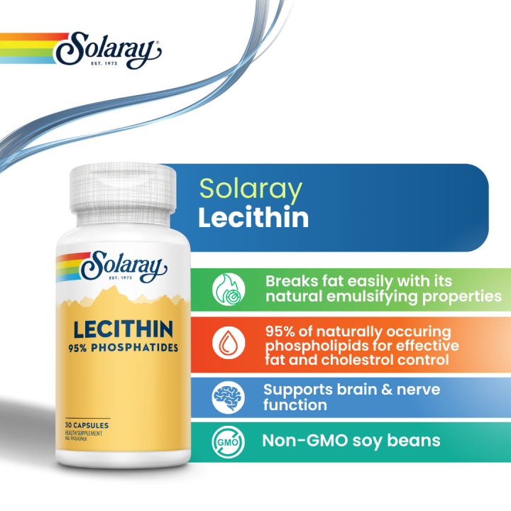 NATURAL FAT EMULSIFIER - Solaray Lecithin [Twin Pack] - 2x120 Capsules ...