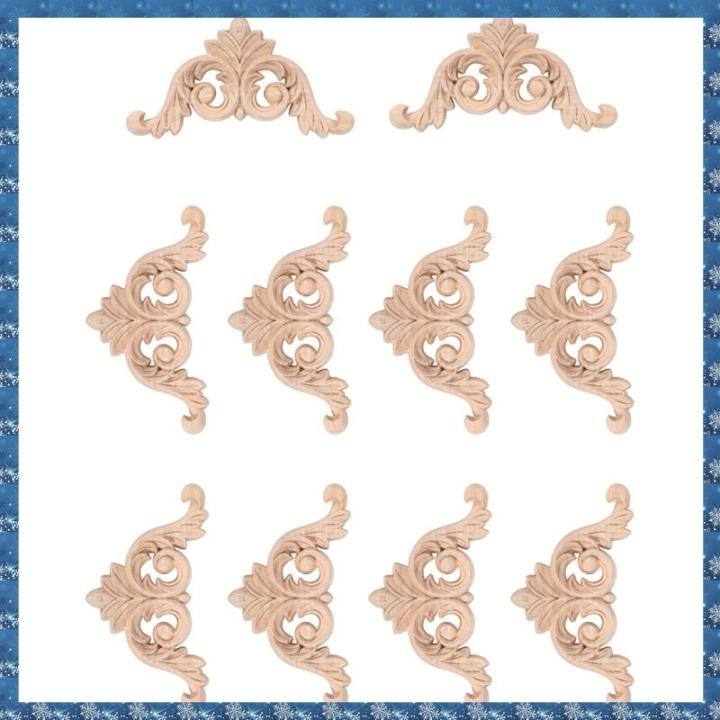 (CSID) 10 Pcs Wood Carving Decal Wood Carved Mouldings Corner Applique ...