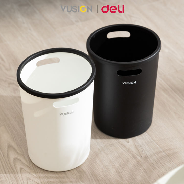 Vusign by Deli 6L Circular Trash Can Trash Bin for Room Bathroom Toilet ...