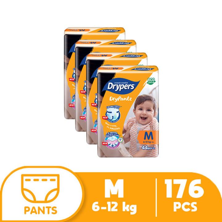 Drypers DryPantz Medium (6-11 kg) - 44 pcs x 4 packs (176 pcs) - Diaper ...
