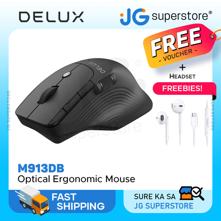 Delux M913DB Wired / Wireless Bluetooth Optical Ergonomic Mouse 2.4GHz ...