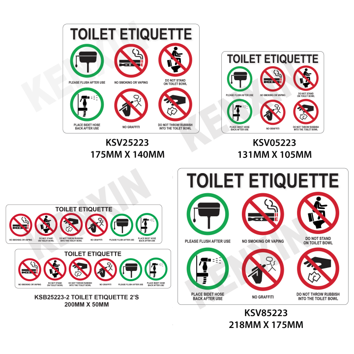 TOILET ETIQUETTE PLEASE FLUSH AFTER USE, NO SMOKING OR VAPING, DO NOT ...