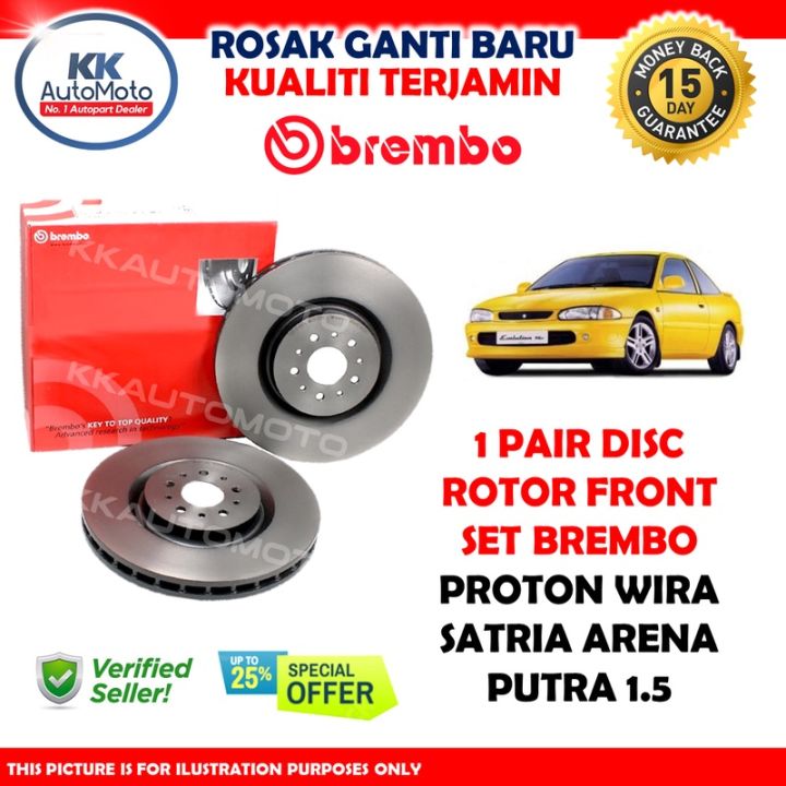 Proton Wira Satria Putra 1.5 - 1 Pair Genuine Brembo Front Brake Disc ...