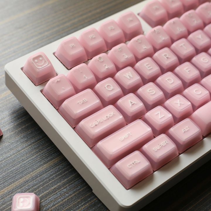 【Keycap Only】Pink Jade Translucence Keycap 142 Keys PBT Double Shot SA ...