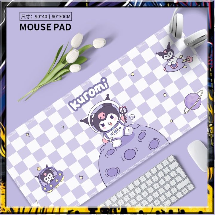 Purple Lattice Kuromi Mouse Cute Cartoon Oversized Desk Thicked Laptop ...