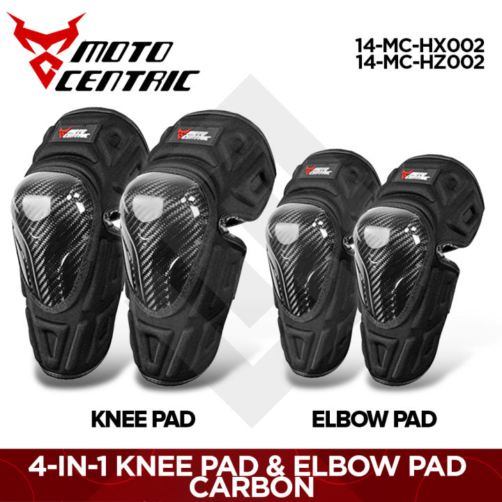 MOTOCENTRIC 4 IN 1 KNEE AND ELBOW PAD SET PROTECTIVE GEAR UNISEX CARBON ...