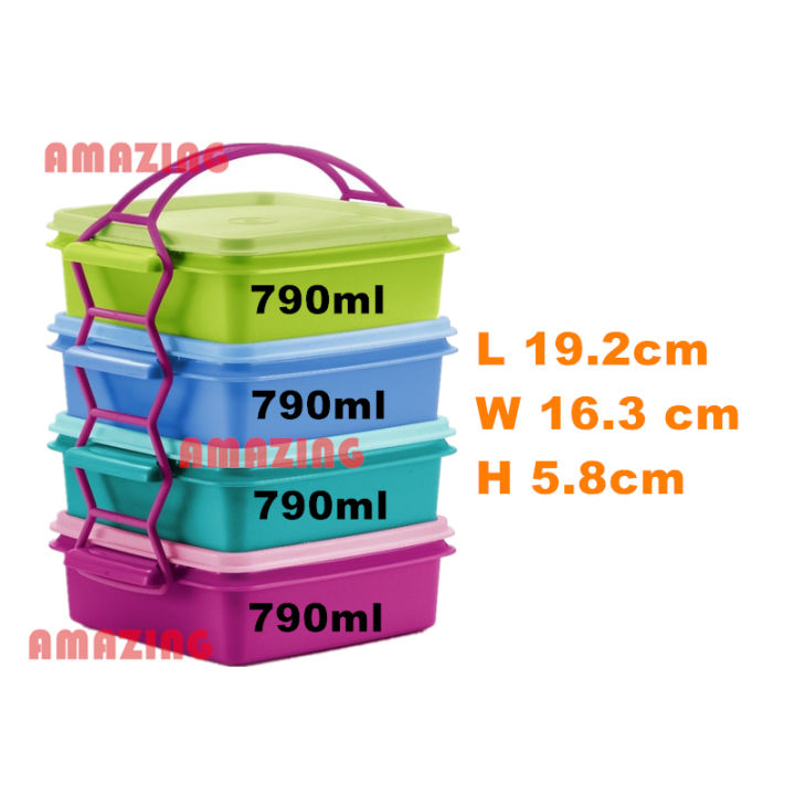 Tupperware Small Goody Box with Cariolier (4) 790ml/ Food Storage Box ...