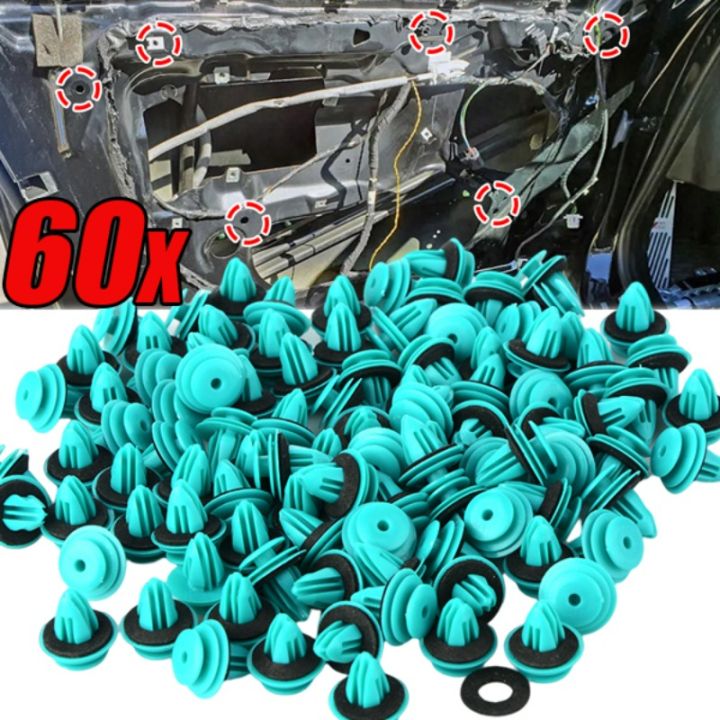 60pcs Green Nylon Retaining Clips Car Door Panel Bumper Fastener Buckle ...