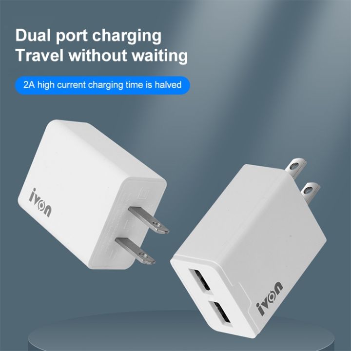 IVON AD38 5V 2.1A Dual USB Port Travel Charger, US Plug | Lazada PH