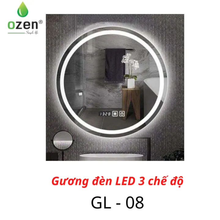 Gương treo phòng tắm hình tròn cao cấp Ozen (GL08) - Gương đèn LED cảm ...