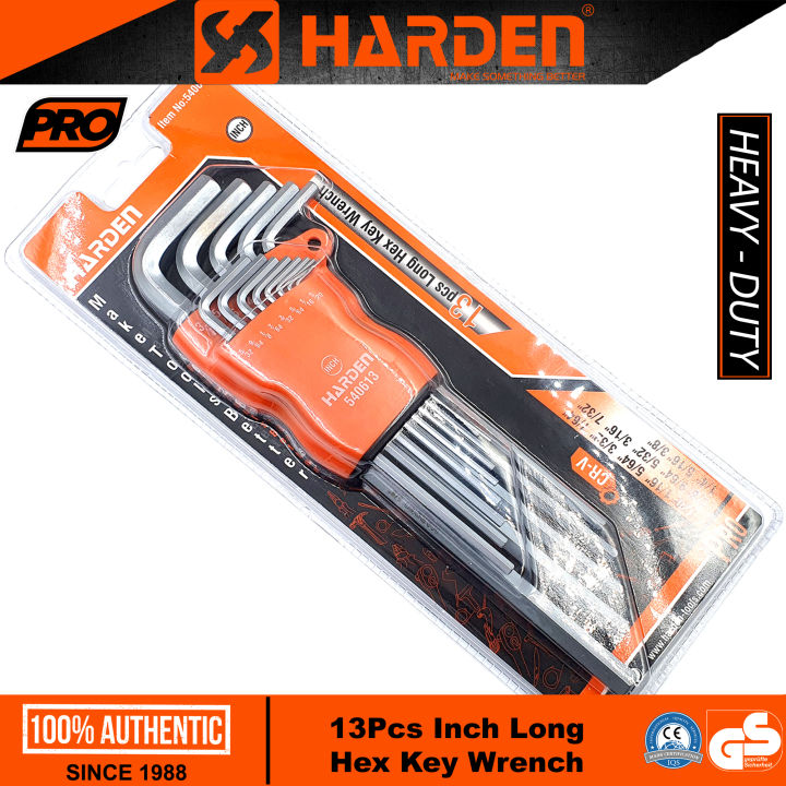 Harden 540613 13Pcs Inch Long Hex Key Wrench Set (ROFESSIONAL) Heavy ...