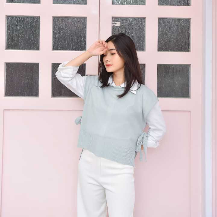 Rompi Rajut Wanita Polos ILLO Vest Outer Hijab Outfit Ootd Terbaru ...