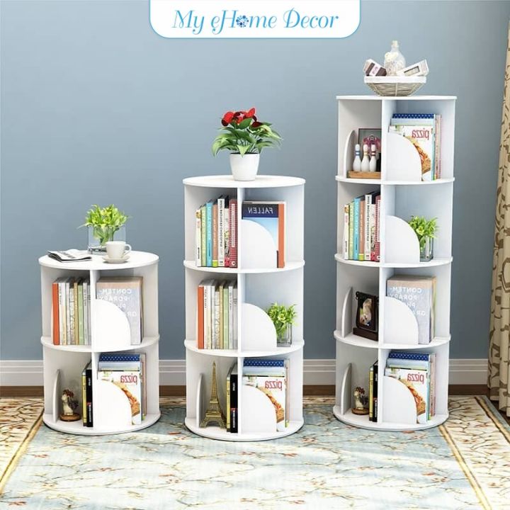 360 Rotating turning bookshelf book rack space saver rack rak buku ...