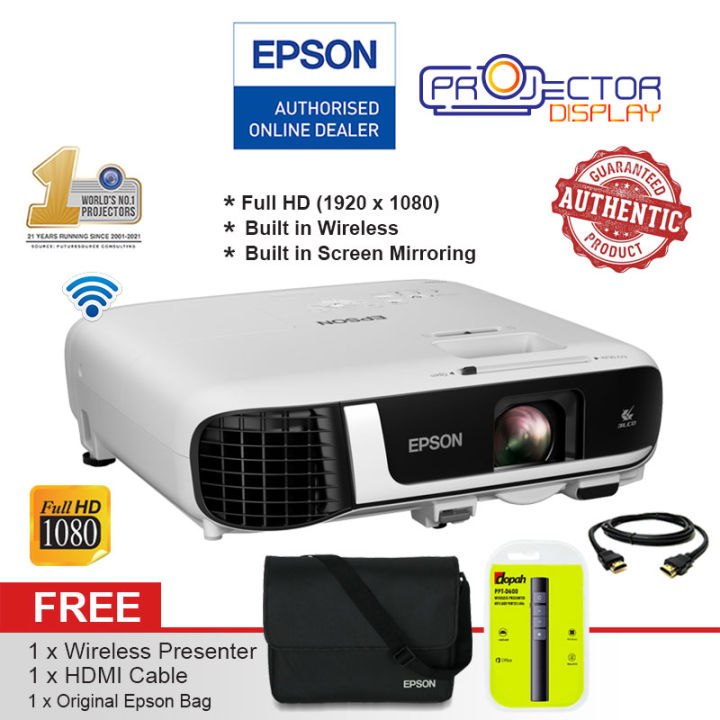 Epson EB-FH52 Full HD 4000 Lumens Business Data Projector Built-In Wireless, Screen Mirroring ...