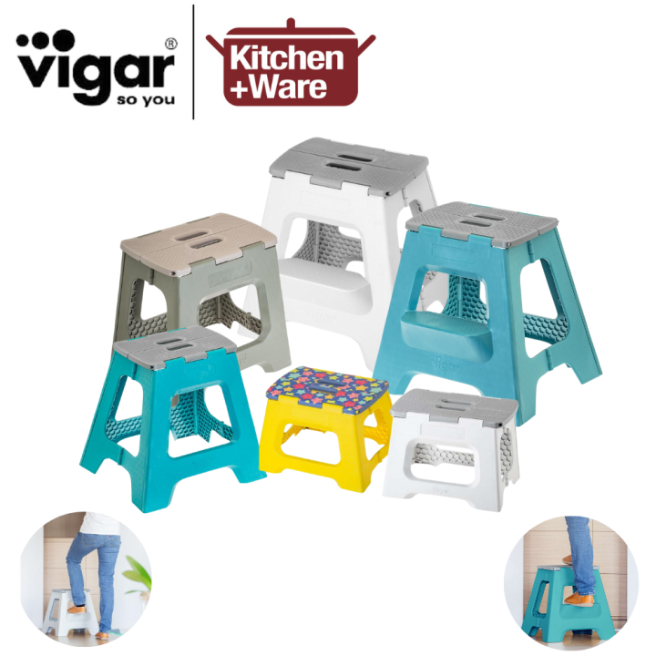 Vigar Compact Folding Step Stool [Height 23cm / 27cm / 32cm / 40cm] / 2 ...