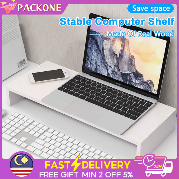 PACKONE 🔥Wooden Monitor Organizer Desktop Rack Organizer Computer ...