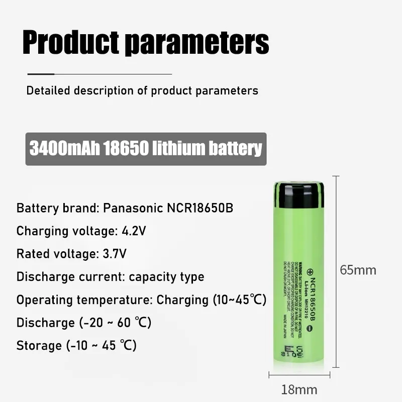 Panasonic NCR18650 B 3400mah 3.7V Top Protected 18650 Cell ndnew Sold ...