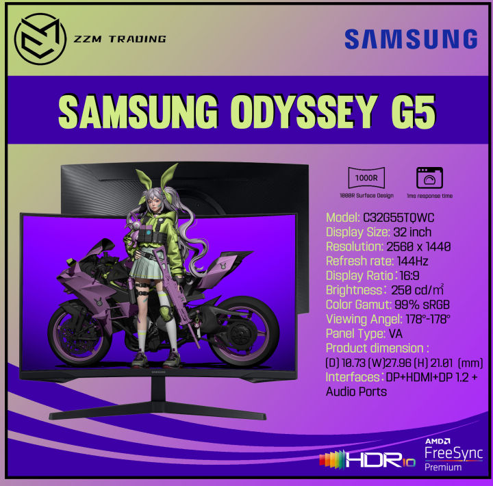 Samsung Odyssey G5 C32G55TQWC/BC Curve Gaming Monitor 32" 2560x1440 VA ...