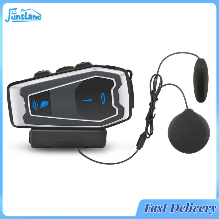 FunsLane V10 Motorcycle Headset Helmet Intercom Headset With Voice Assistant Music IPX6 ...