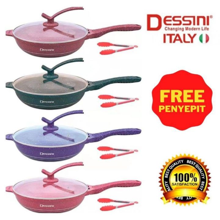 🌹READY STOCK🌹 Dessini Frying Pan 28cm Granite Non Stick 3pcs Cookware ...