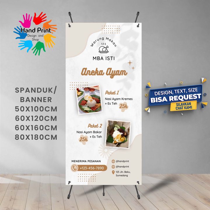 SPANDUK BANNER Aneka Makanan Ayam Warna Grey 60x160 CM | Lazada Indonesia