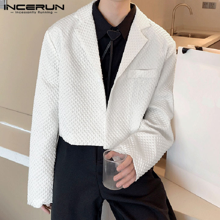 INCERUN Mens Lapel Neck Short Jackets Long Sleeve Party Formal Coat ...