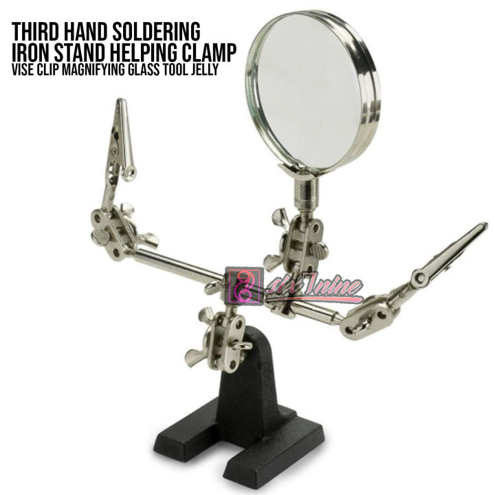 Third Hand Soldering Iron Stand Helping Clamp Vise Clip Magnifying ...