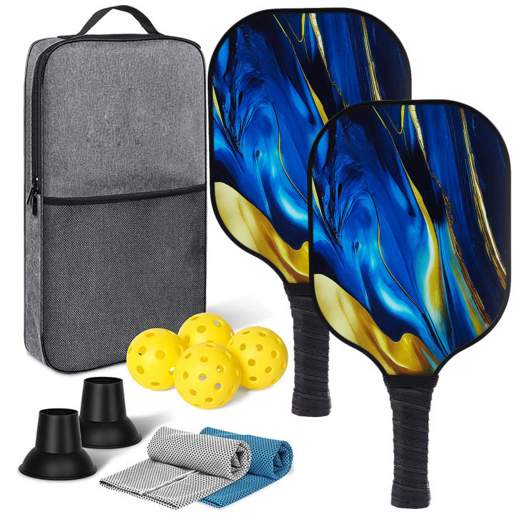 Tsukiball Pickleball Paddles Set, Lightweight Fiberglass Surface Pickle ...