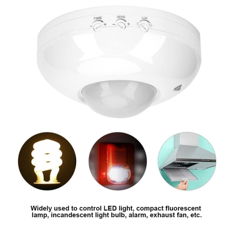 【PUR】-Motion Detector LED Light Human Motion Infrared Detector 360 degree Ceiling Installation ...