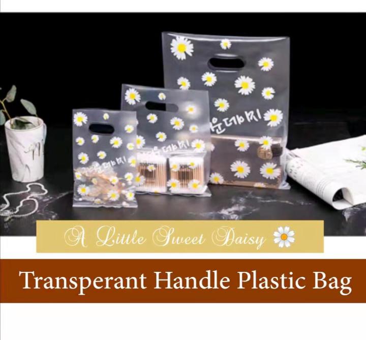 *Ready Stock* 50pcs Transparent Handle Plastic Bag Premium Bag Goodies ...