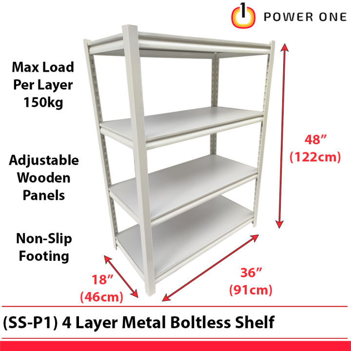 (SS-P1) 4 Layer Adjustable Boltless Plug-in Multi-Purpose Steel Storage ...