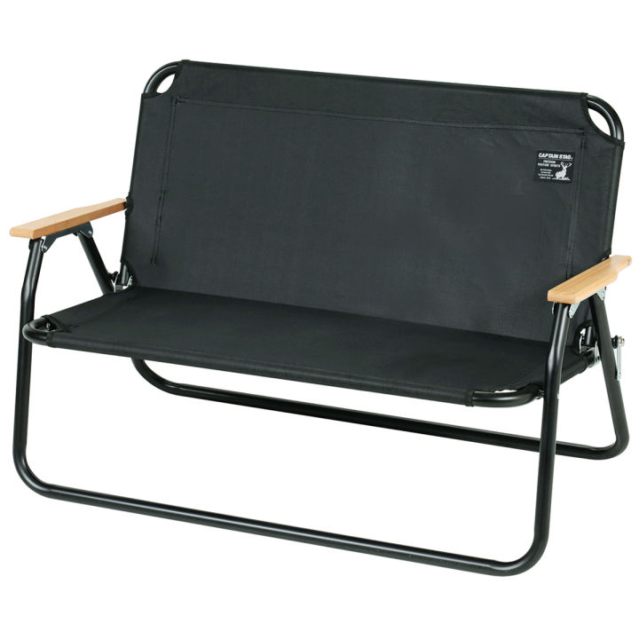 CAPTAIN STAG UC-1660 CS Black Label Aluminum Back Bench Double Folding Portable Outdoor Camping ...