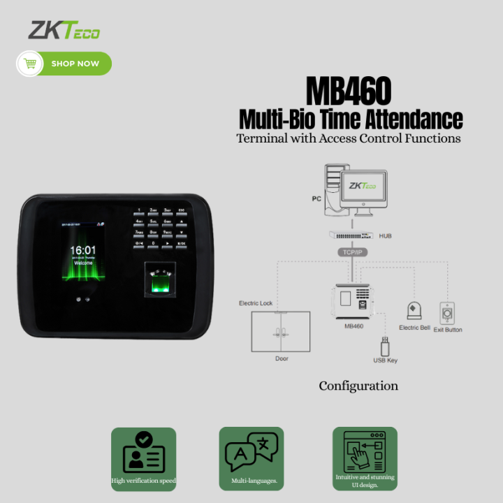 Face Time Attendance Terminal with Access Control Functions ZKTECO (MB460) | Lazada PH
