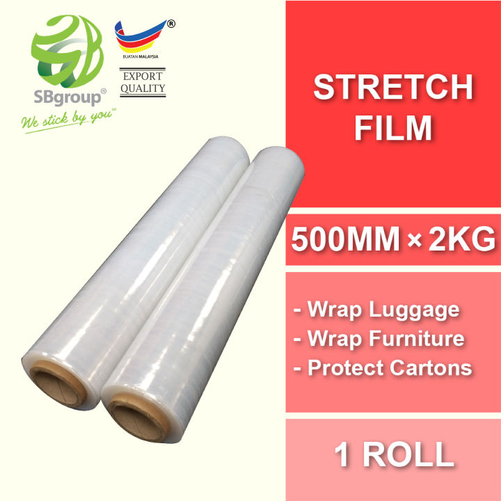500mm x 2kg Clear Stretch Film /Wrapping Firm /Hand Roll Plastic Pallet ...