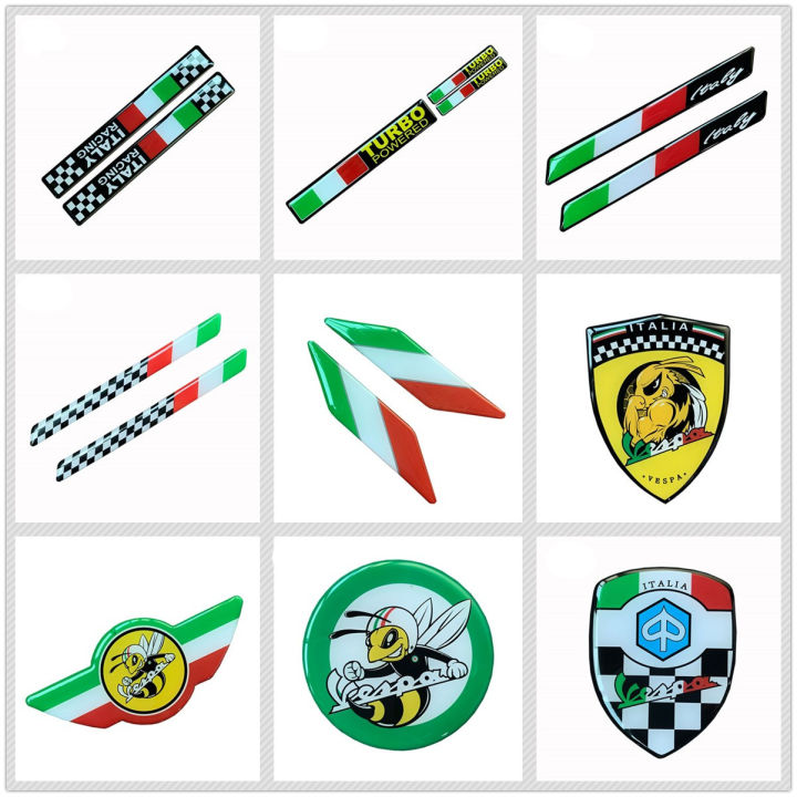 Vespa 3D Resin Motorcycle Decal Italian Flag Frame Sticker Box for ...