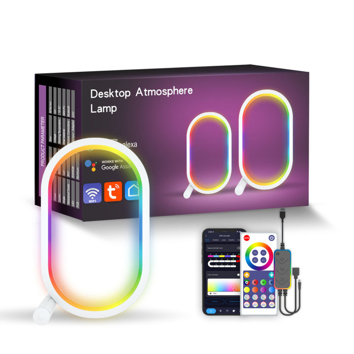 Night Light LED Intelligent Desktop Ambient USB Desk Lamp WIFI RGBIC ...