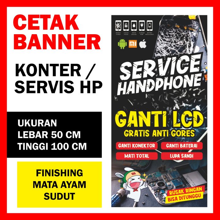 CETAK BANNER SERVIS HP BANNER KONTER - UKURAN 50X100 | Lazada Indonesia