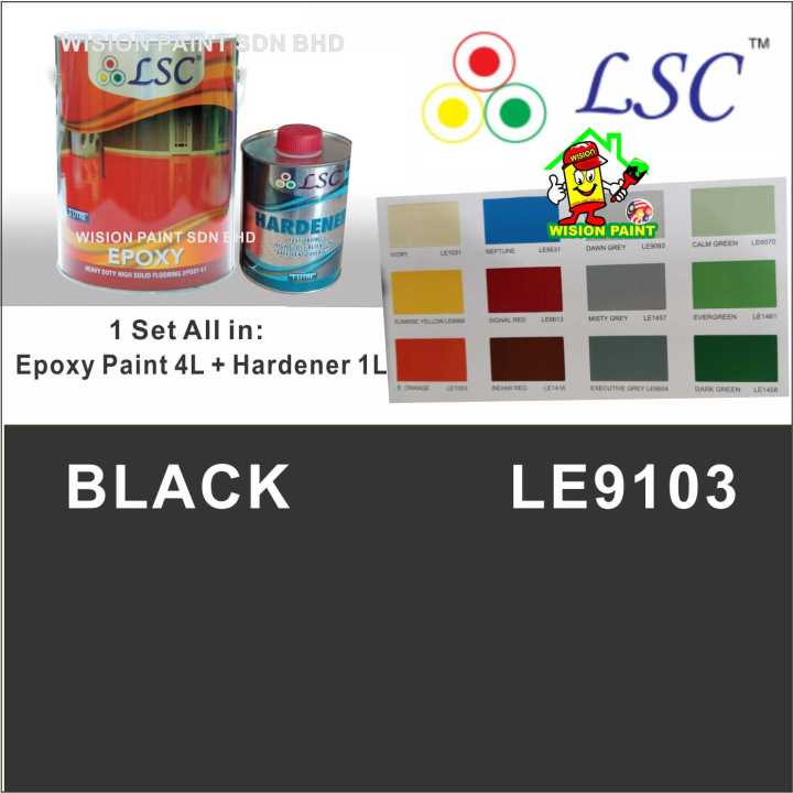BLACK LE9103 ( 5L ) LSC EPOXY PAINT FLOORING EPOXY 4L + 1L HARDENER ...