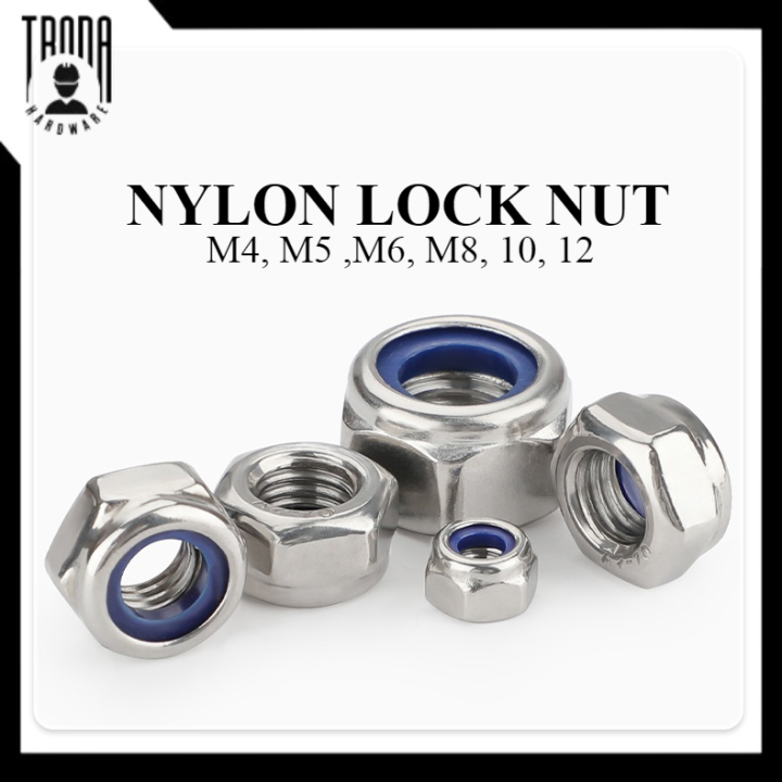 Nylon Insert Stainless Lock Nut M4 M5 M6 M8 M10 M12 10PCS Tropa ...