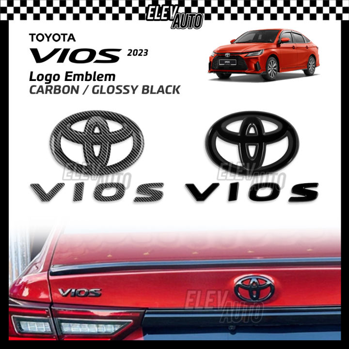 Toyota Vios 2023 2024 CARBON BLACK Toyota Logo Emblem VIOS Rear Word Car Emblem Logo Accessories ...