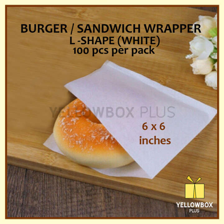 100pcs 6x6 L-Shaped Burger wrapper 8x4 hotdog wrapper Sandwich siopao ...
