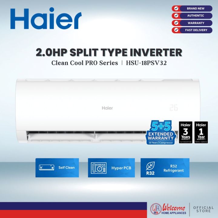 Haier 2.0HP Clean Cool Pro Inverter Split Type Aircon with Self Clean ...