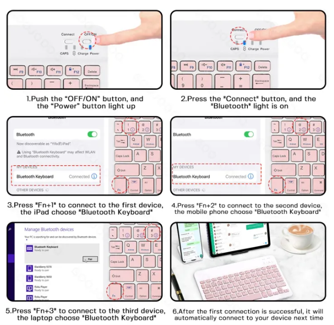 Ultra Thin Wireless Bluetooth Keyboard 10 inch Portable Keyboard for ...
