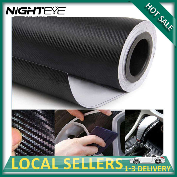 NIGHTEYE Carbon Fiber Sticker 3D Vinyl Matte Black Motorcycle Auto ...