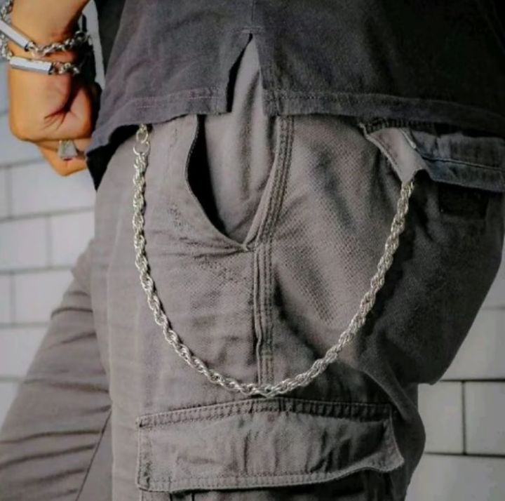 RANTAI DOMPET PUNK BIKERS MOTOR MODEL TAMBANG SILVER PANJANG 50CM RETRO ...